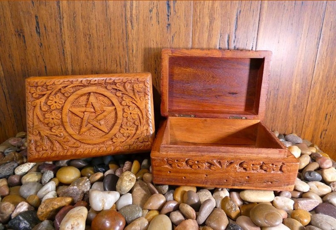 Hand Made Pentagram Indian Wooden Box - Pentagram, Pentagram Box, Wicca ...