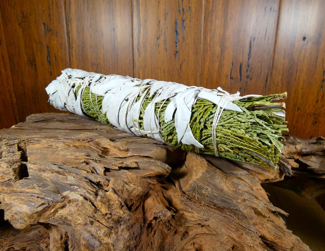 Large Cedar & White Sage Stick 9" - Sage, Cedar, Smudge, Smudging ...