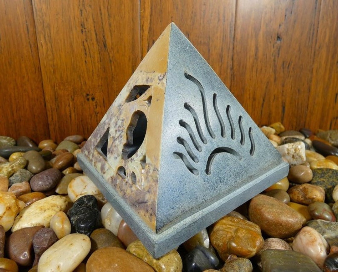 Soapstone Sun Moon Pyramid Cone Incense Burner Incense Burner, Ash ...