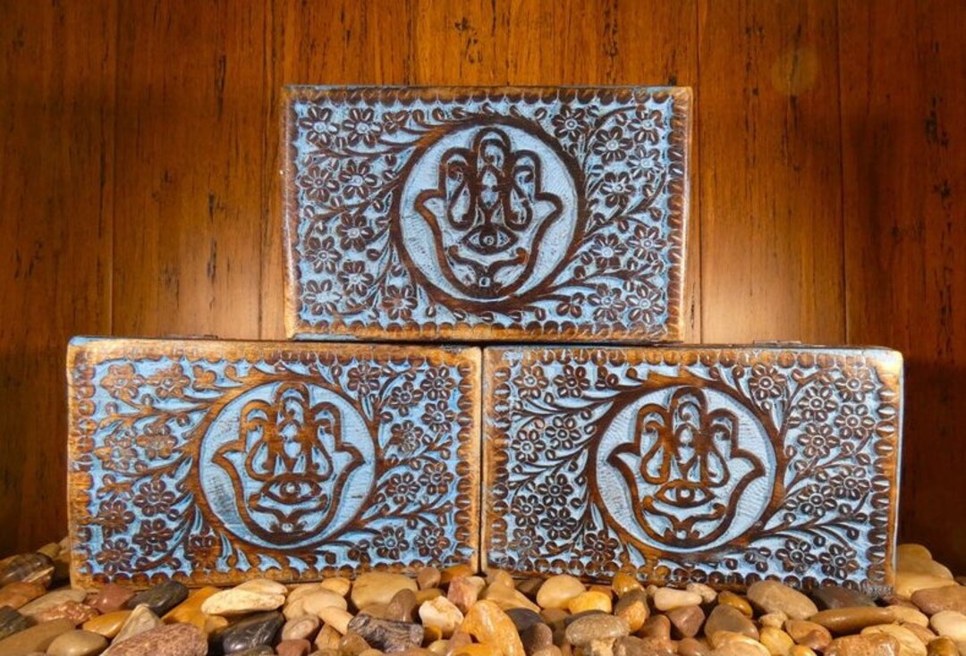 EXOTIC Handmade Wooden Hamsa Stash Box - Stash Box, Hamsa, Hamsa Box ...