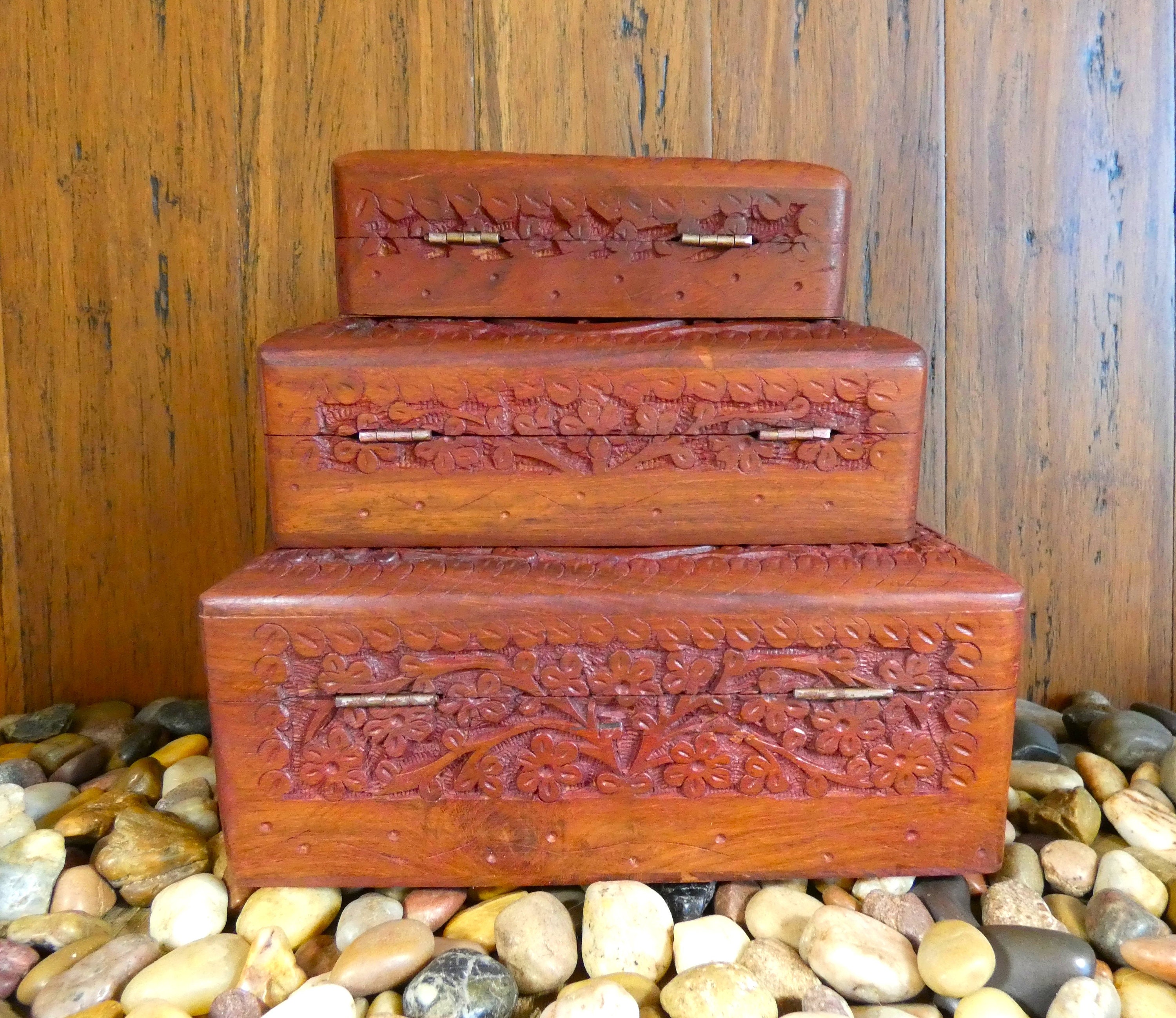 Pentagram Triple Nesting Box Set - Pentagram Boxes, Wiccan Boxes, Stash ...