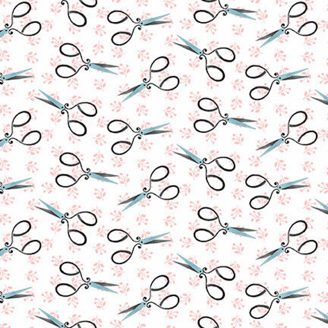 Love You Sew Tossed Scissors Nancy Archer Studio E Fabrics Cut From ...