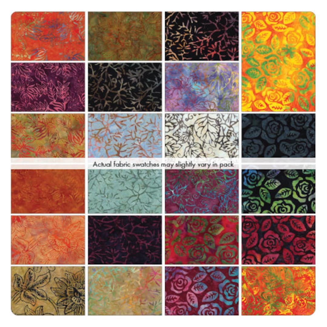 Bali Rose Garden BATIKS 10X10 Pack - Benartex - 42-10"x10" Squares - 100% Cotton Precut Fabric ...
