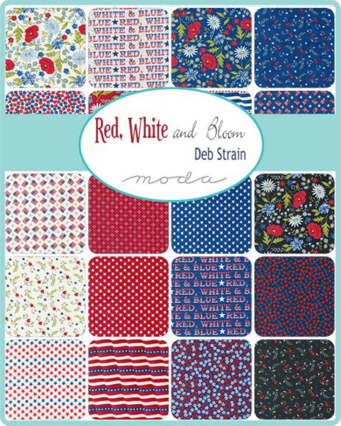 Red White and Bloom Layer Cake - Deb Strain - Moda - 42 - 10” Squares ...