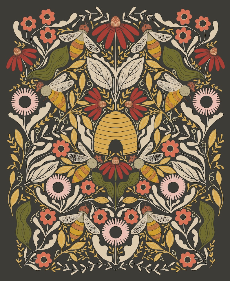 Bee Garden - Bee Garden Panel - 2 Color Options - Gingiber - Moda ...