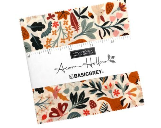 Acorn Hollow Charm Pack - Basic Grey - Moda Fabrics - 42-5” Squares - 100% Cotton Precut Fabric ...
