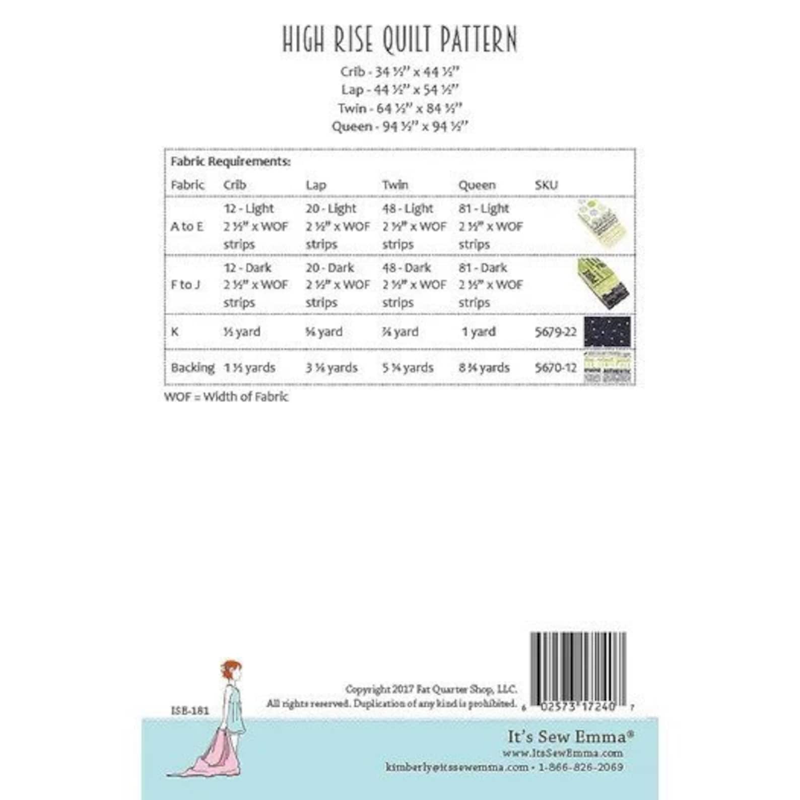 High Rise Quilt Pattern Paper Pattern It's Sew Emma - Etsy