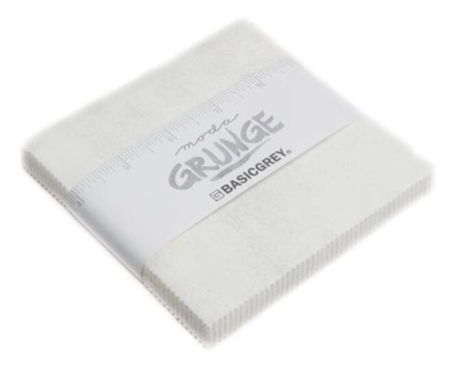 Grunge Basics White Paper Charm Pack - Basic Grey - Moda - 42 - 5” Squares - 100% Cotton Precut ...