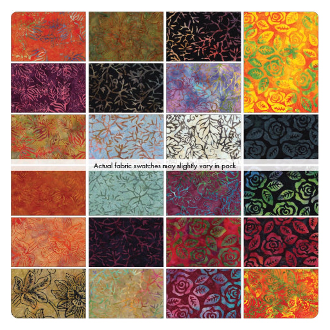 Bali Rose Garden BATIKS 5X5 Pack - Benartex - 42 - 5” Squares - 100% ...