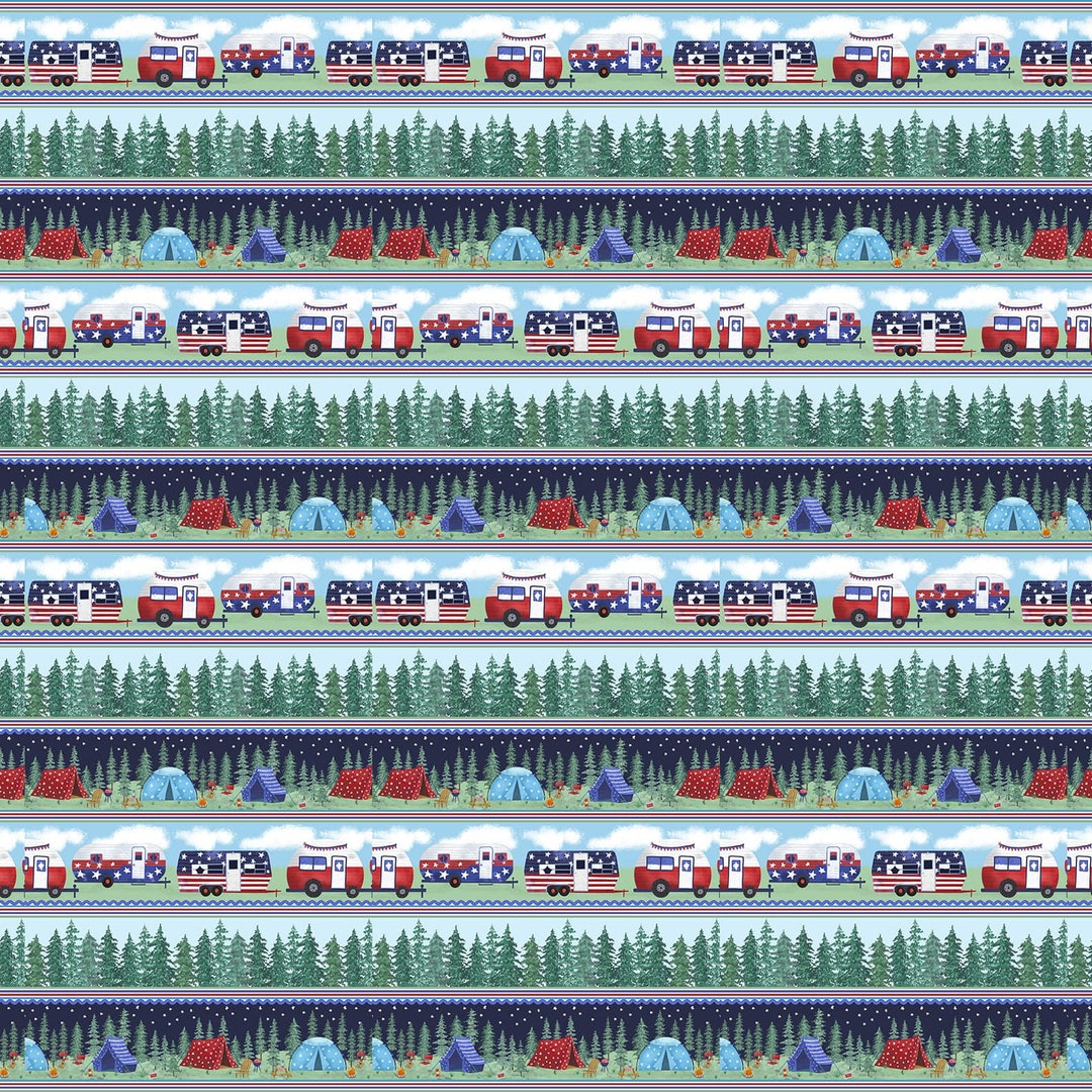 Camp USA - Camping Border Stripe - Bentpath Studio - Blank Quilting ...