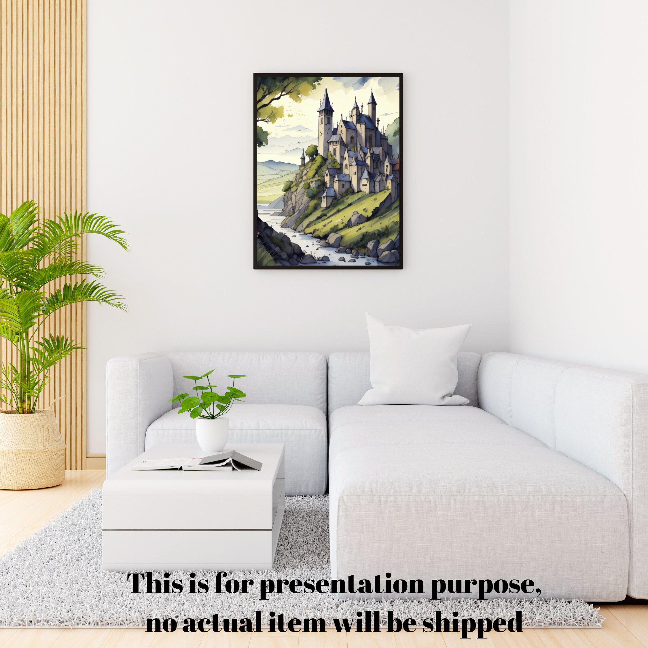 Printable Watercolour Castle Landscape, Instant Download Art, Abstract ...