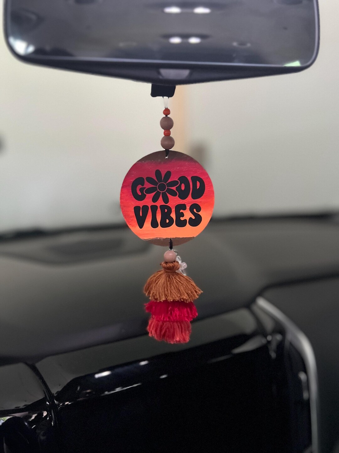 Don’t Kill My Vibe - Good Vibes Car Sign. Rearview Mirror, Orange and ...
