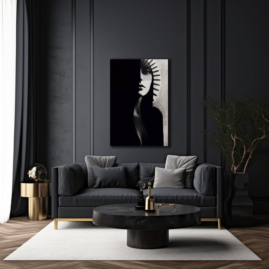 Captivating Femme Noir No.1: Modern Black and White Canvas Wall Art - Etsy