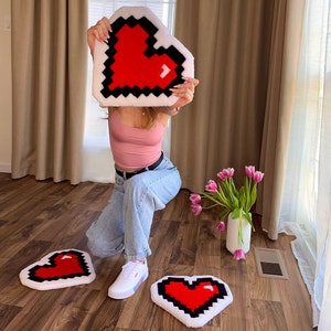 Valentine's Day Love Heart Rug Handcrafted, Plush Acrylic, Romantic ...