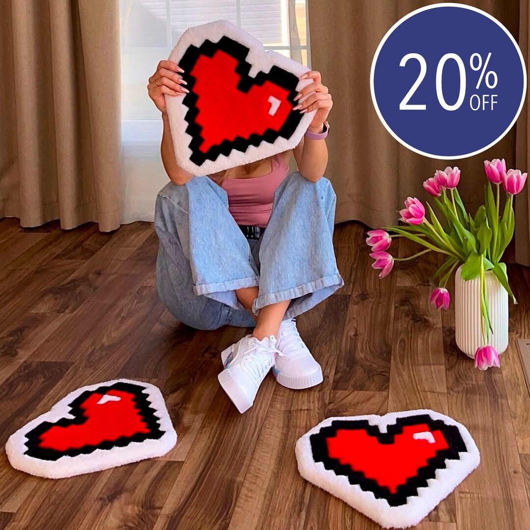 Valentine's Day Love Heart Rug Handcrafted, Plush Acrylic, Romantic ...