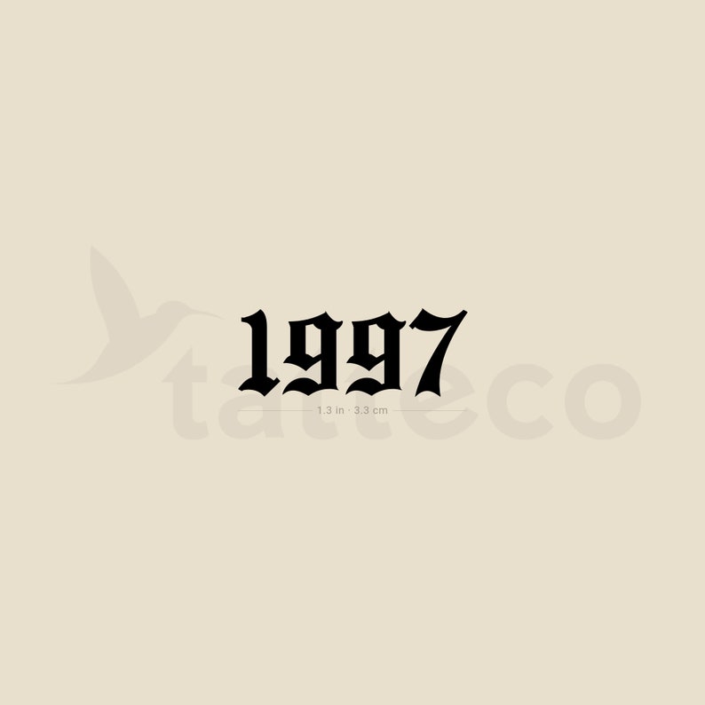 Gothic 1997 Birth Year Temporary Tattoo set of 3 - Etsy