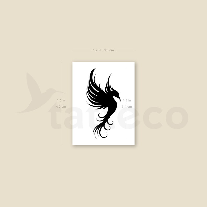 Phoenix Temporary Tattoo (set of 3) - Etsy