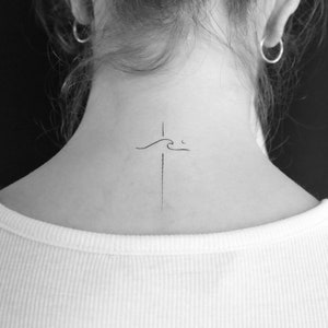 Wave Cross Temporary Tattoo (set of 3) - Etsy
