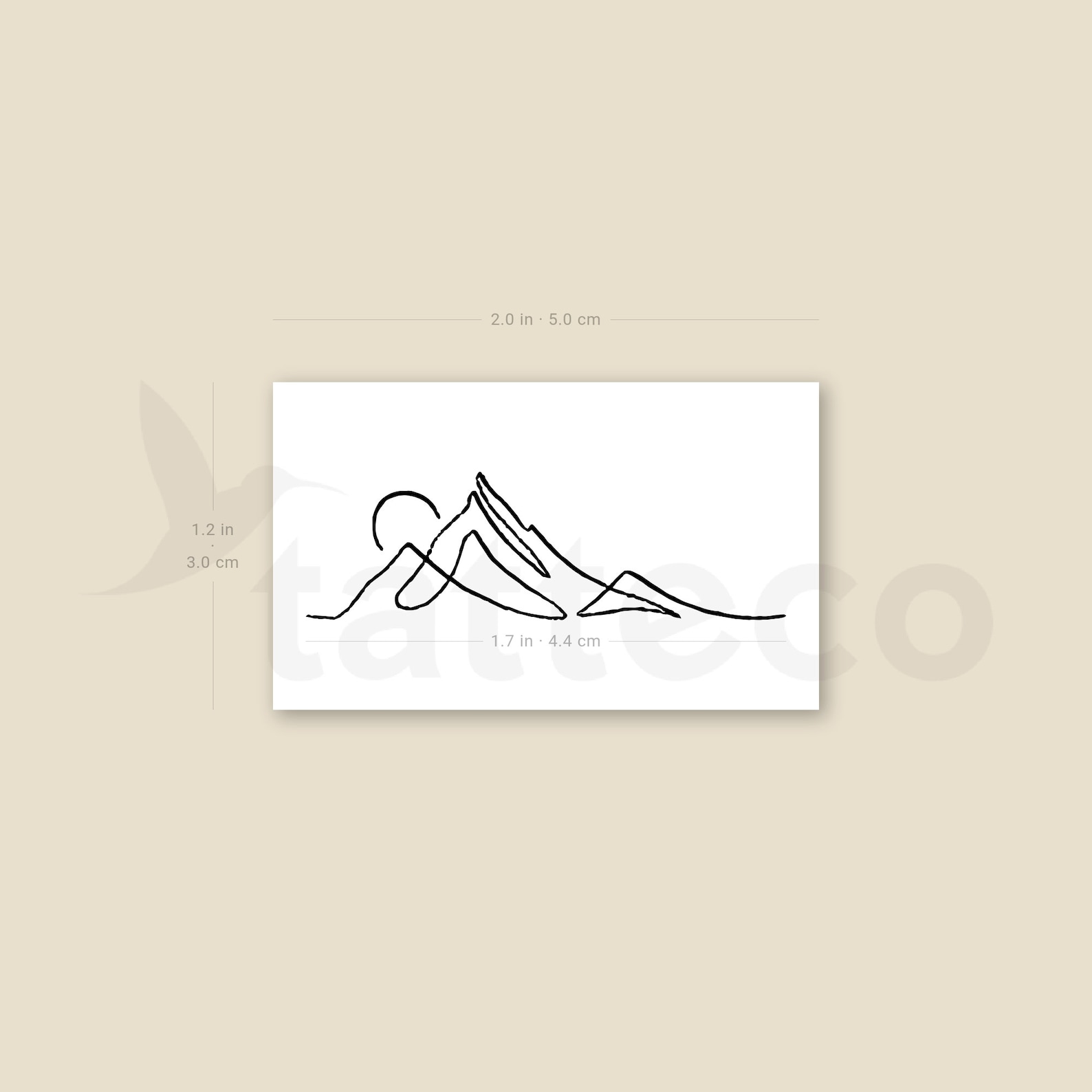 Single Line Mountain Sunrise Temporary Tattoo set of 3 - Etsy