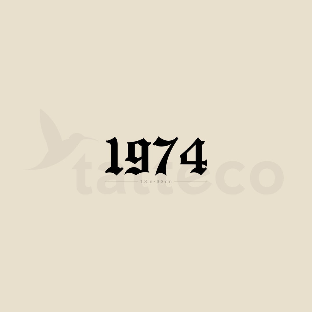 Gothic 1974 Birth Year Temporary Tattoo set of 3 - Etsy