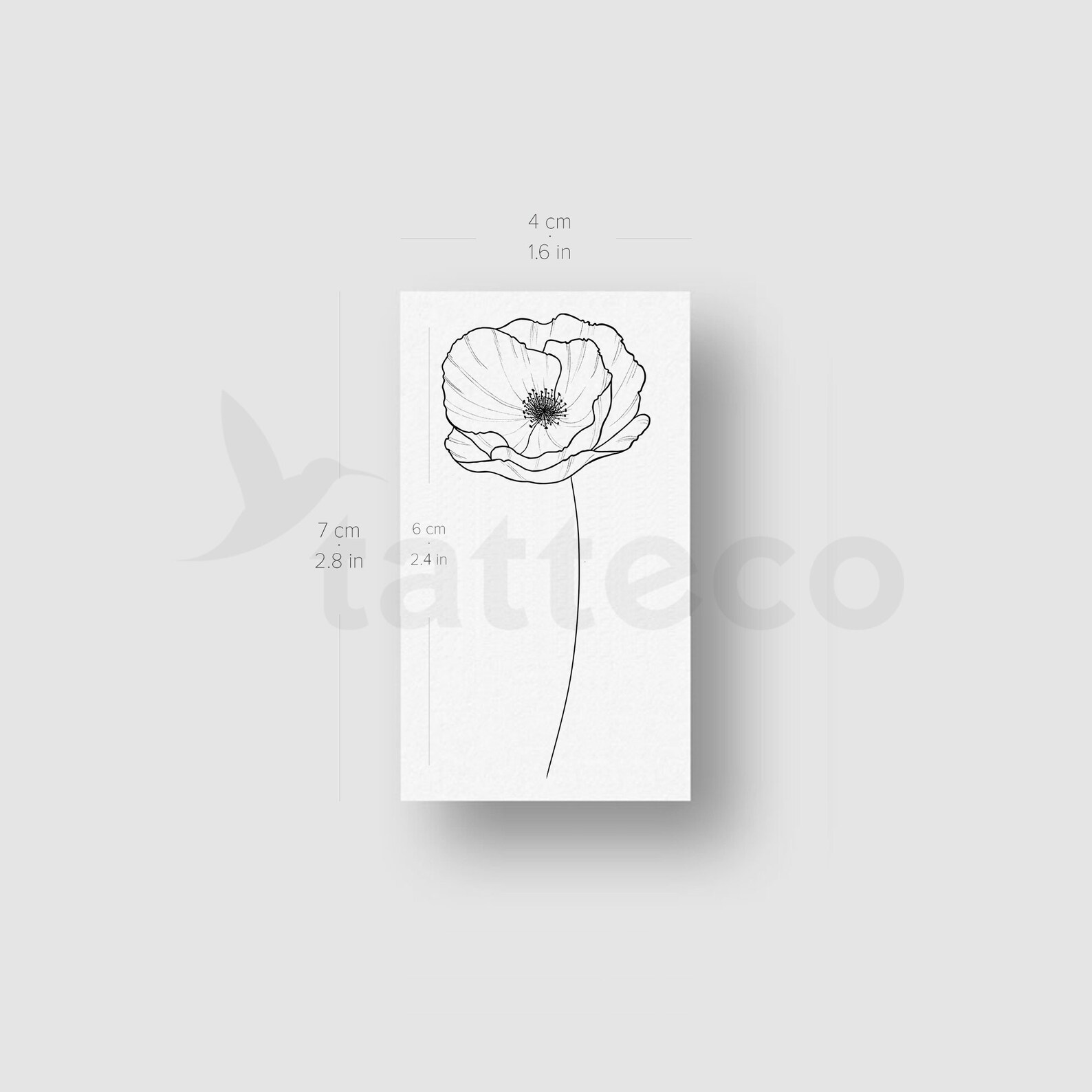 Fine Line Poppy Temporary Tattoo set of 3 | Etsy