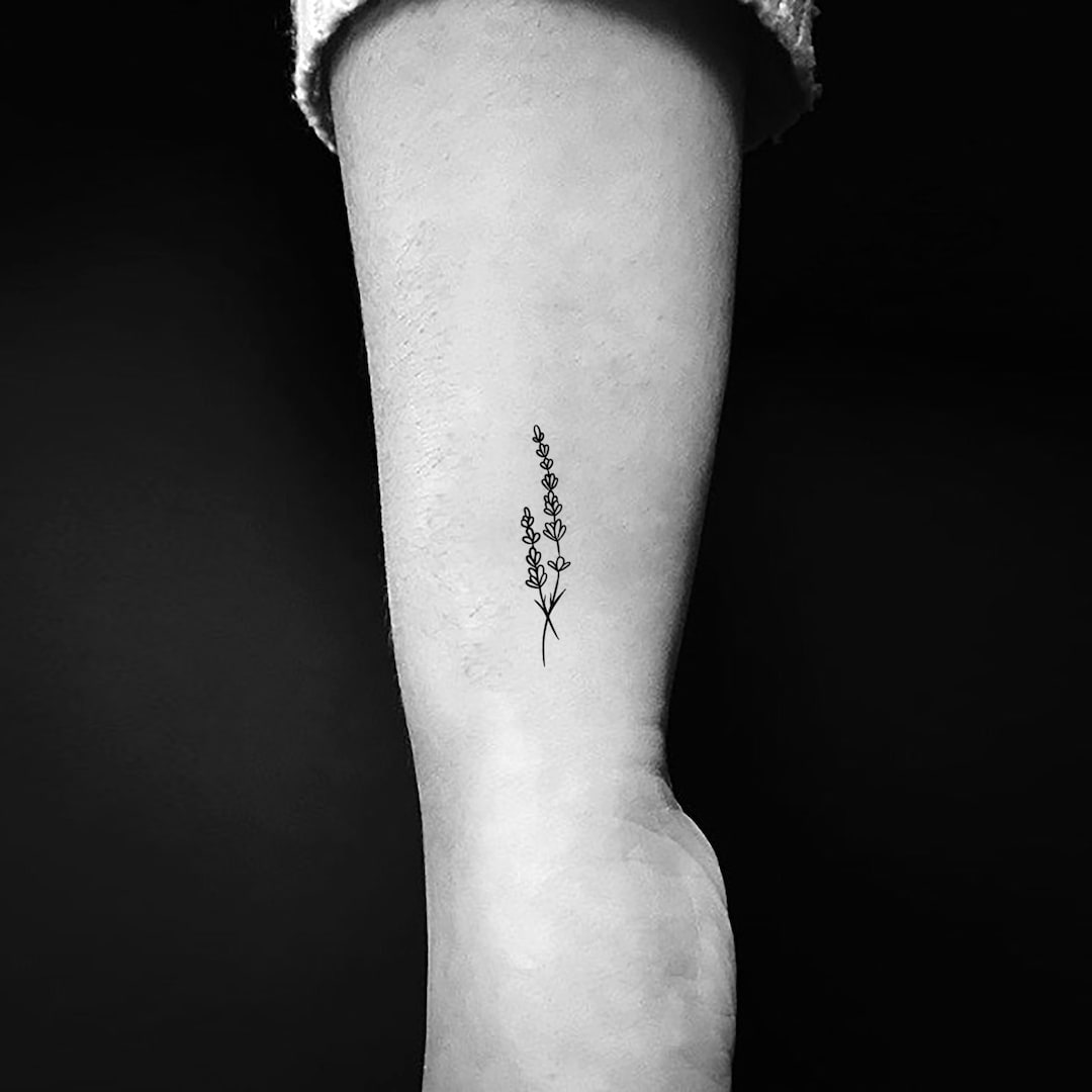 Fine Line Lavender Temporary Tattoo set of 3 - Etsy