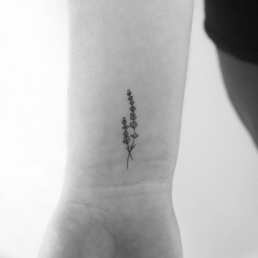 Fine Line Lavender Temporary Tattoo (set of 3) - Etsy