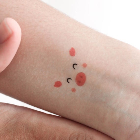 Pig Face Tattoos Small Pig Face Temporary Tattoo (set Of 3) Etsy