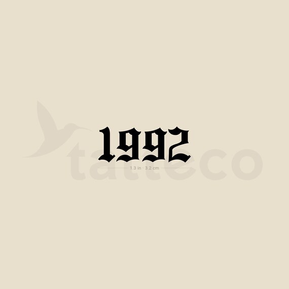 Gothic 1992 Birth Year Temporary Tattoo set of 3 - Etsy