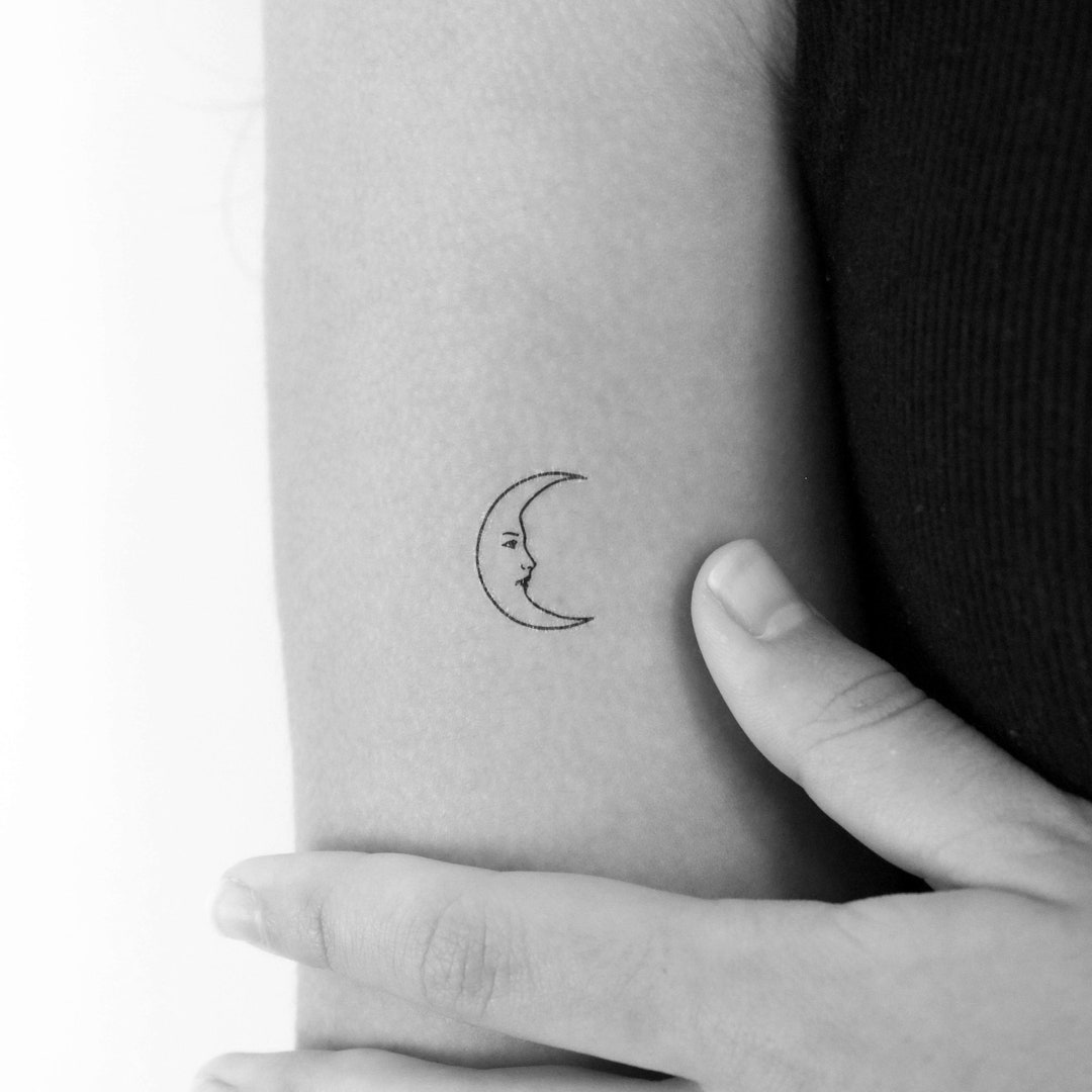 Crescent Moon Face Temporary Tattoo (set of 3) - Etsy