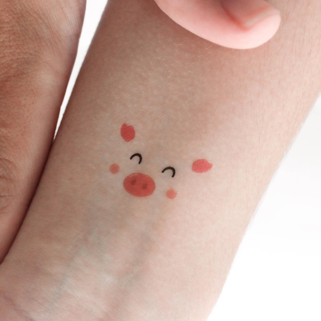 Pig Face Temporary Tattoo (set of 3) - Etsy