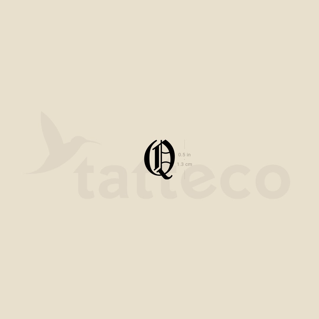 Gothic Q Letter Temporary Tattoo set of 3 - Etsy