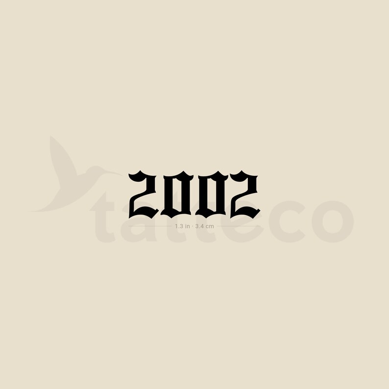 Gothic 2002 Birth Year Temporary Tattoo set of 3 - Etsy