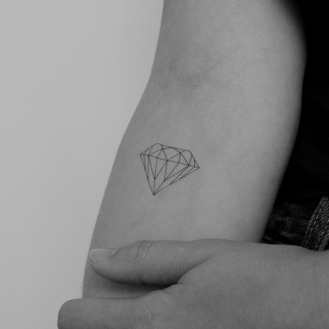 Fine Line Diamond Temporary Tattoo (set of 3) - Etsy
