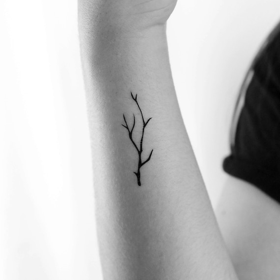 Leafless Tree Outline Tattoo Leafless Branch Temporary Tattoo (set Of