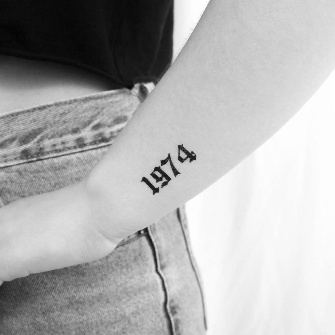 Gothic 1974 Birth Year Temporary Tattoo (set of 3) - Etsy