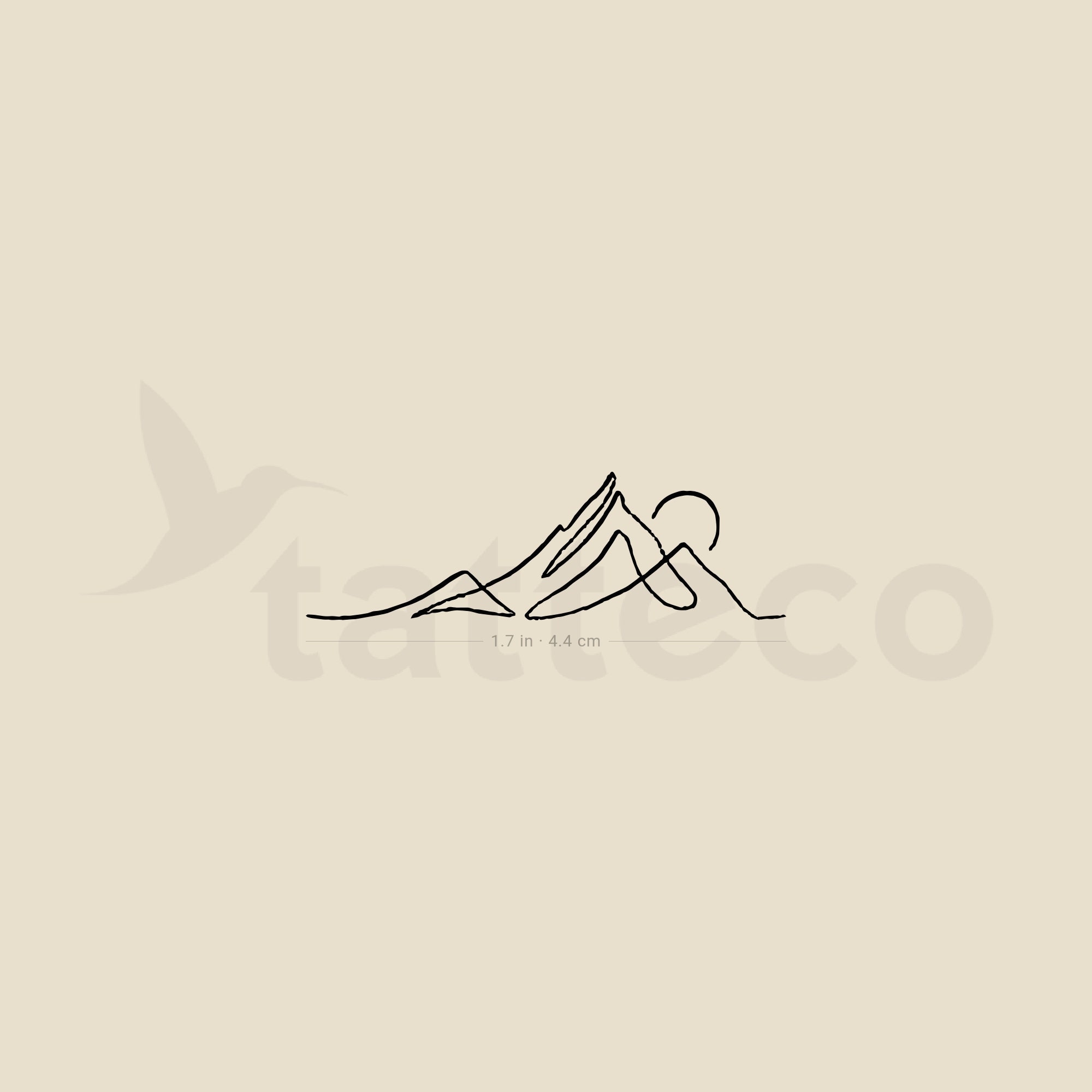 Single Line Mountain Sunrise Temporary Tattoo set of 3 - Etsy