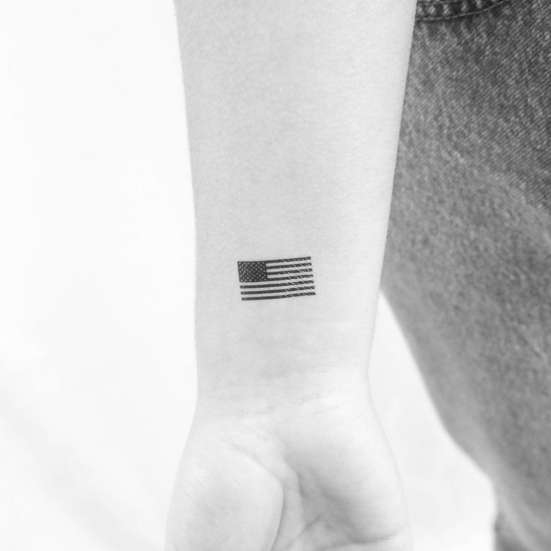 Black USA Flag Temporary Tattoo (set of 3) - Etsy