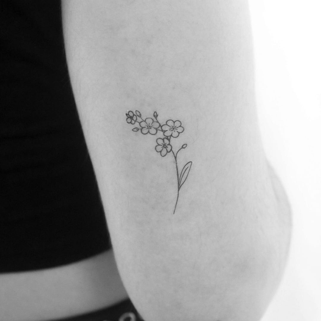 Fine Line Forget-me-not Temporary Tattoo (set of 3) - Etsy