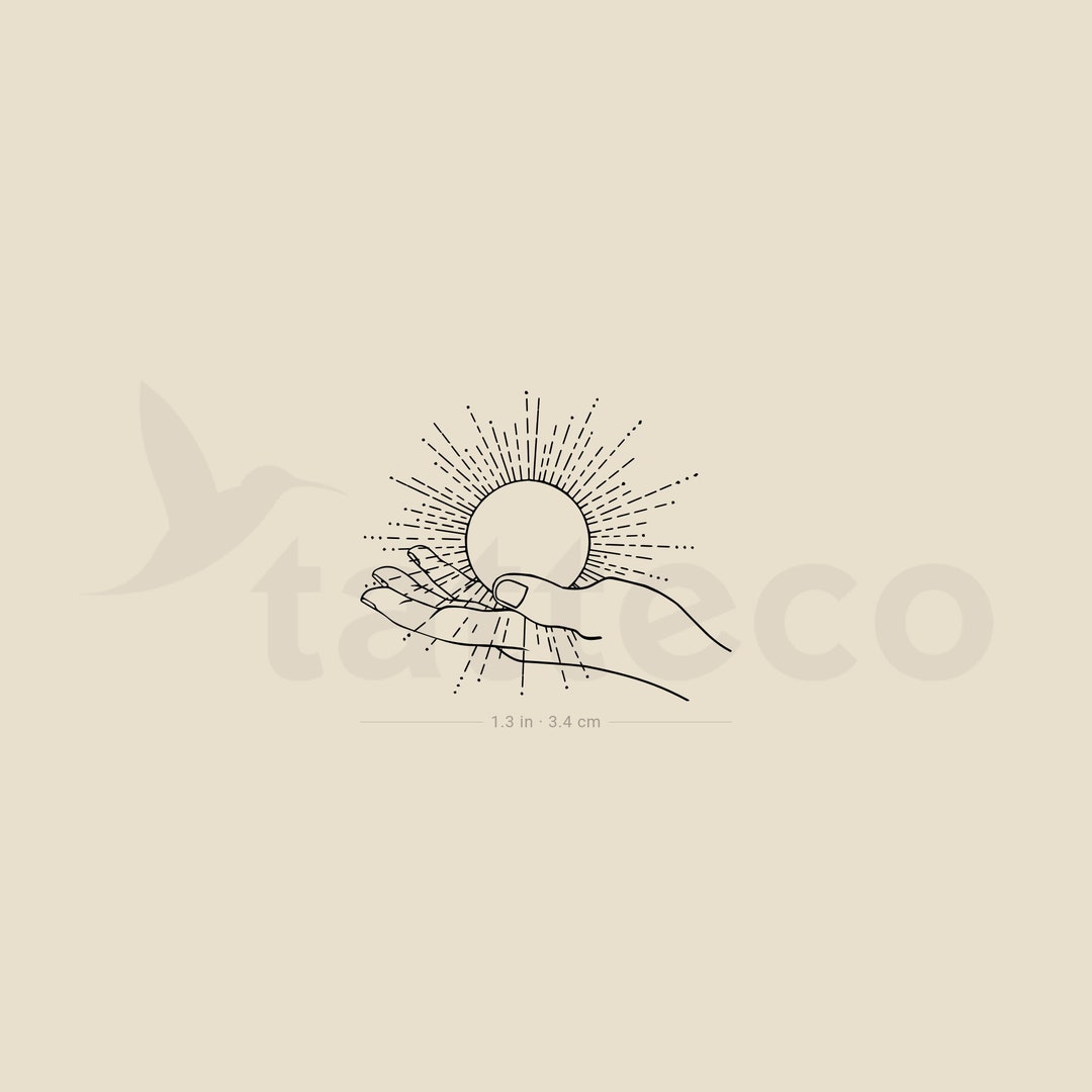 Sun Holding Hand Temporary Tattoo set of 3 - Etsy