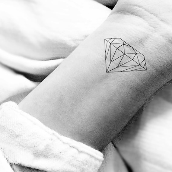 Fine Line Diamond Temporary Tattoo set of 3 - Etsy