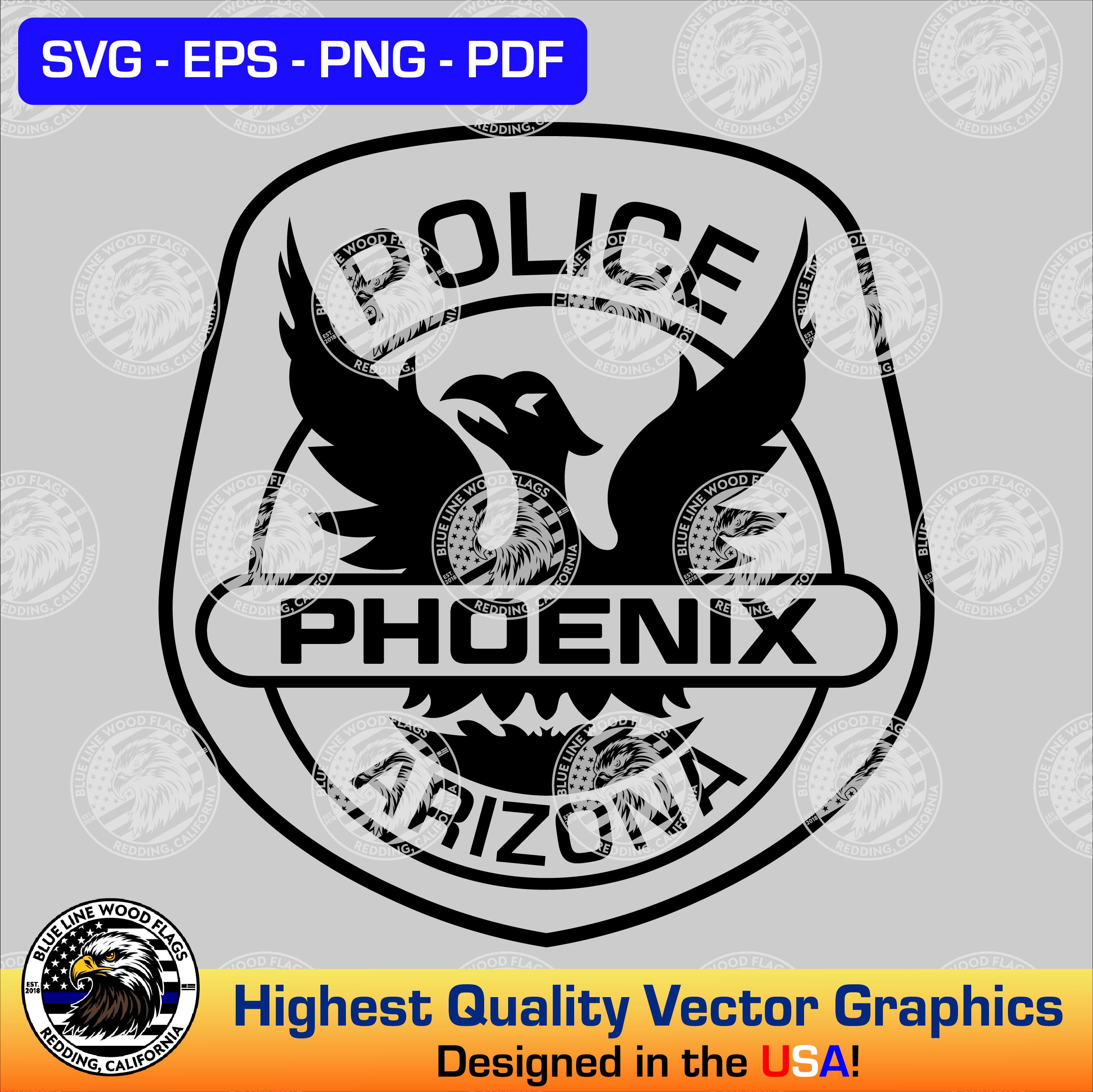Phoenix, Arizona Police Patch SVG Vector File for Laser, CNC, Vinyl ...