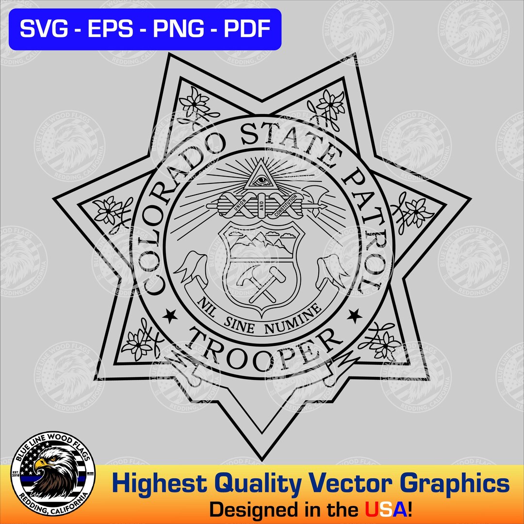 Colorado State Patrol Trooper Badge SVG Vector File for Laser, CNC ...