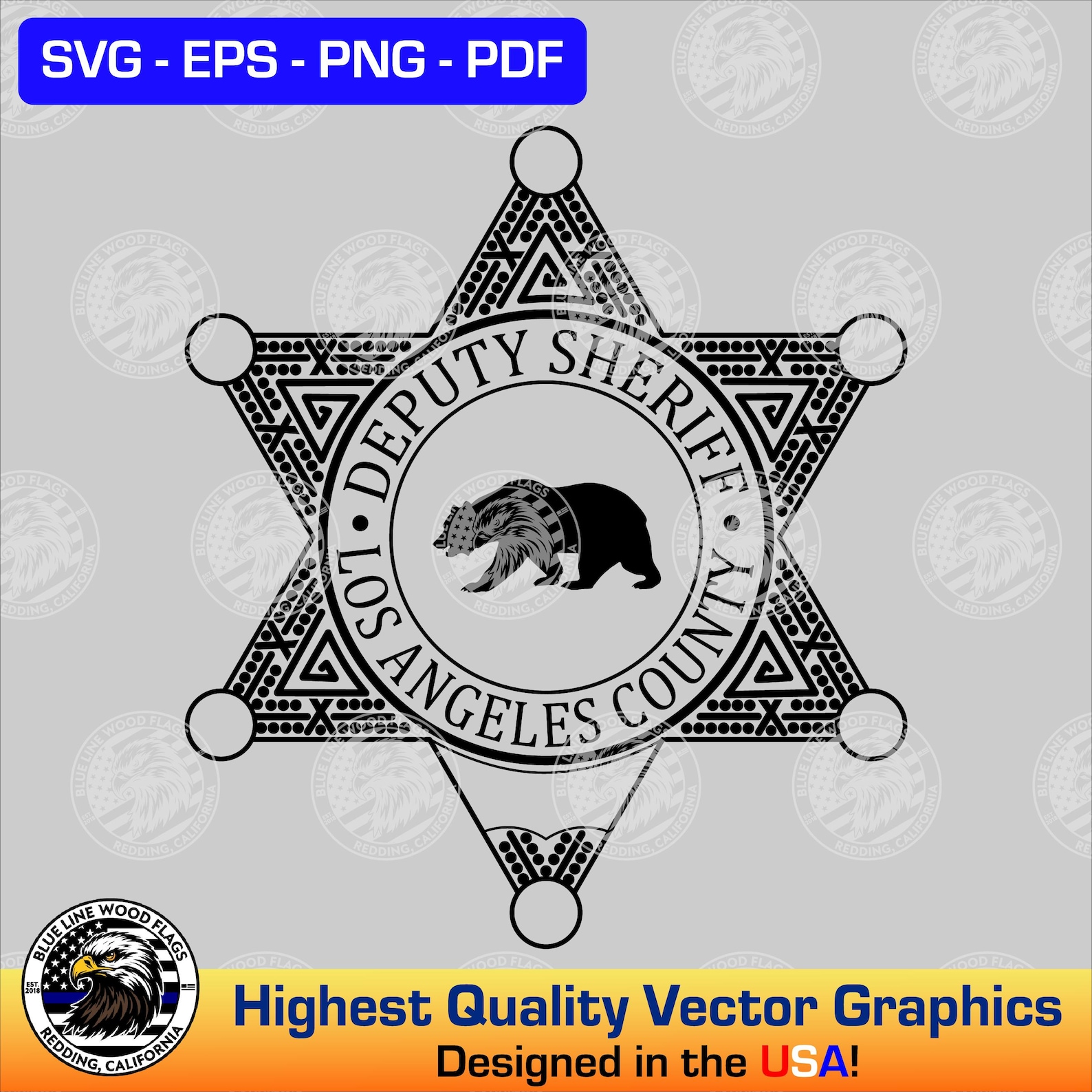 Los Angeles County California Deputy Sheriff Badge SVG Vector File for ...