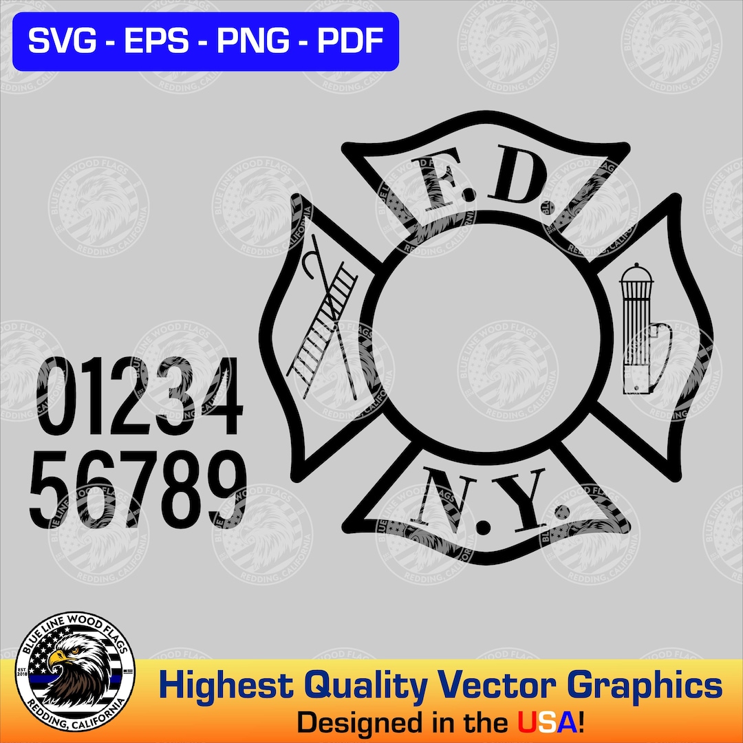 FDNY New York Fire Department Maltese Cross Badge SVG Vector File - Etsy