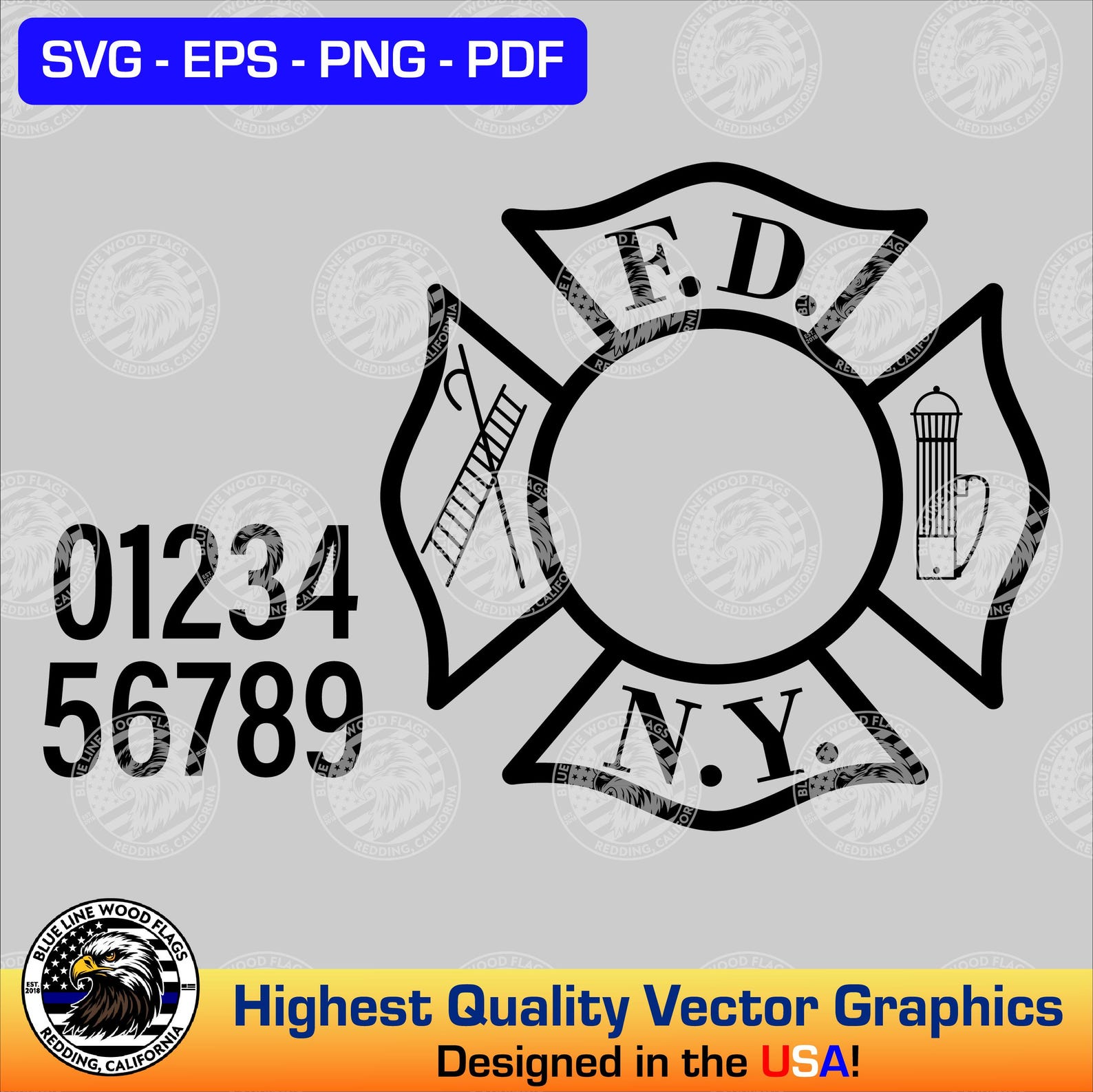 FDNY New York Fire Department Maltese Cross Badge SVG Vector File for ...