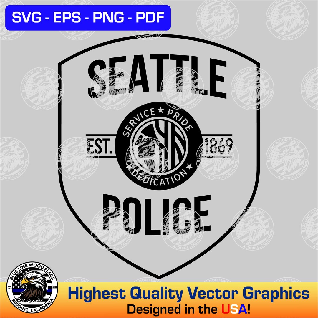 Seattle Washington Police Patch SVG Vector File for Laser, CNC, Vinyl ...