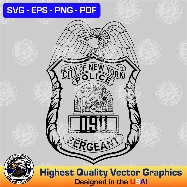 New York Police Department NYPD Police Sergeant Badge SVG Vector File ...