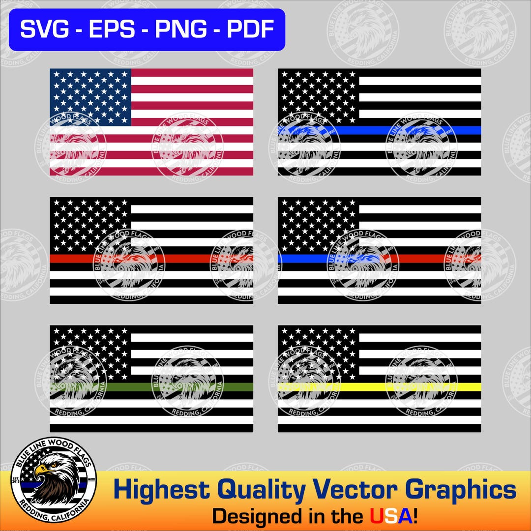 American Flag, Blue Line Flag, Red Line Flag, Blue and Red Line Flag ...