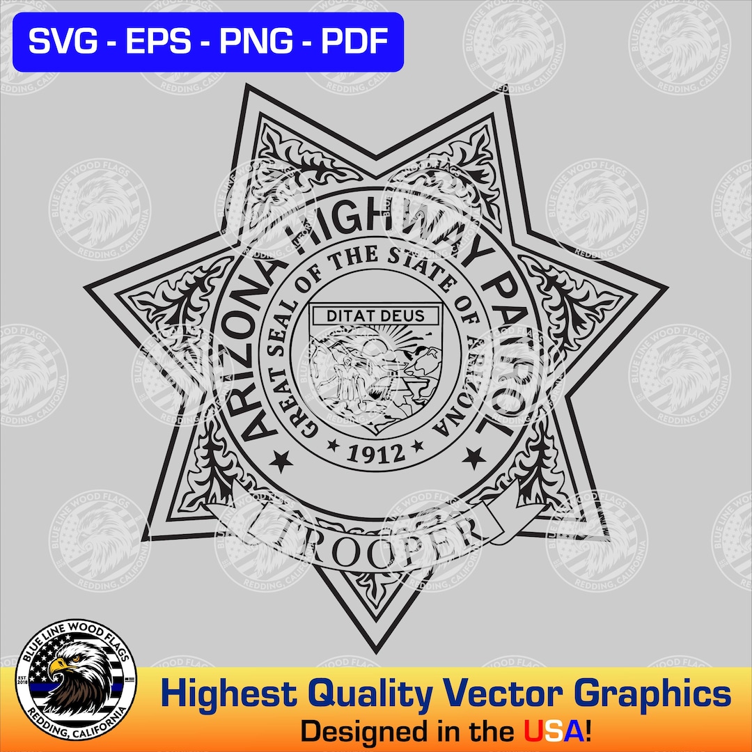 Arizona State Trooper Badge SVG Vector File for Laser, CNC, Vinyl ...